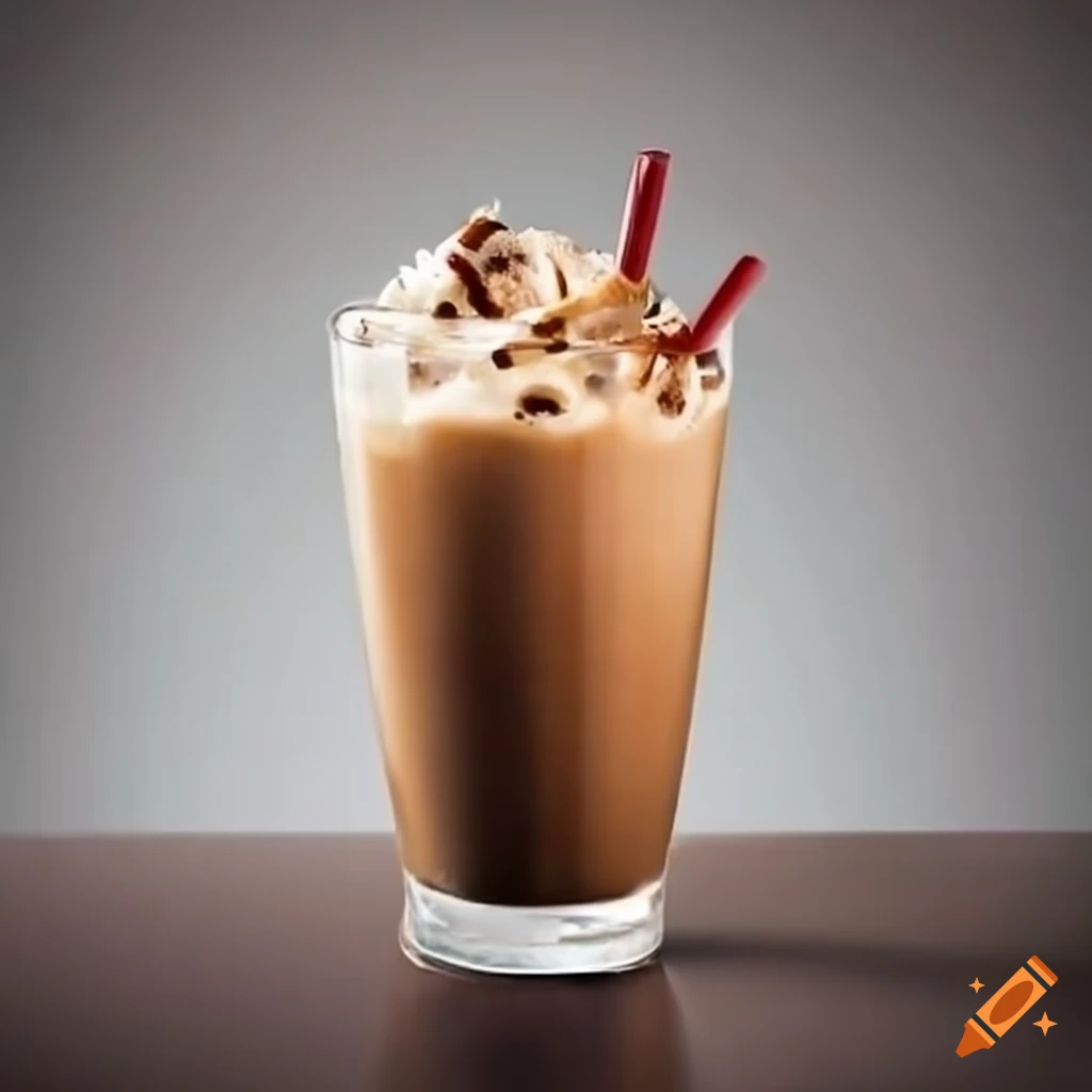 An ice cold nescafe frappe on a table