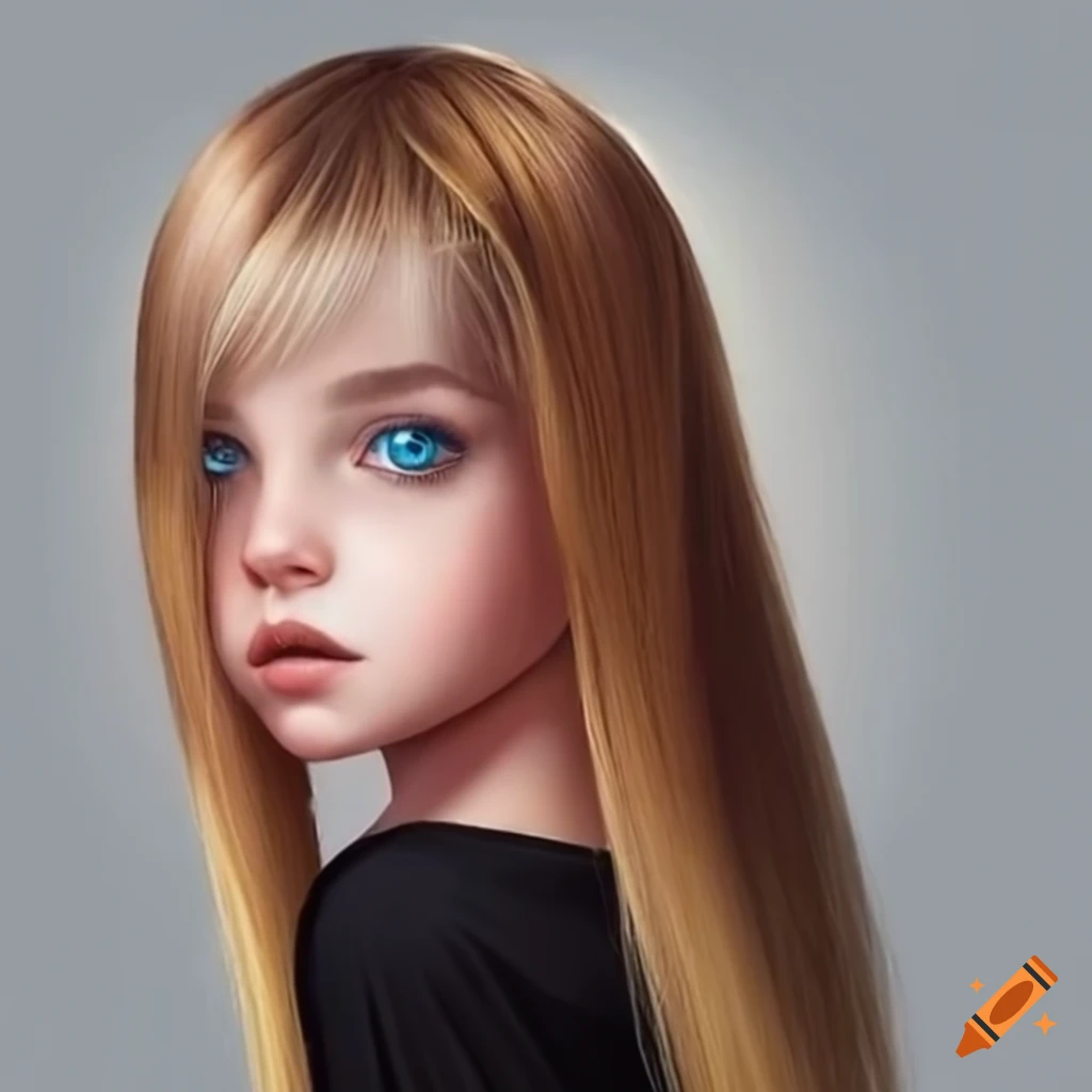 Blonde Girl With Straight Hair And Big Blue Eyes On Craiyon