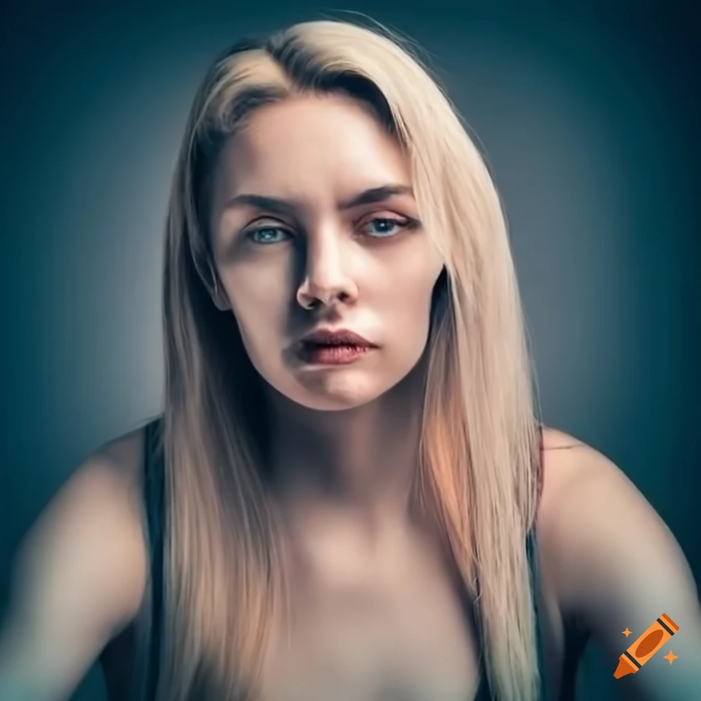 Hype-realistic front-facing portrait woman holding a canoe-paddle near-her-face on Craiyon