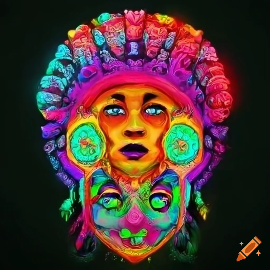 A stunning maya-inspired artwork with vibrant colors