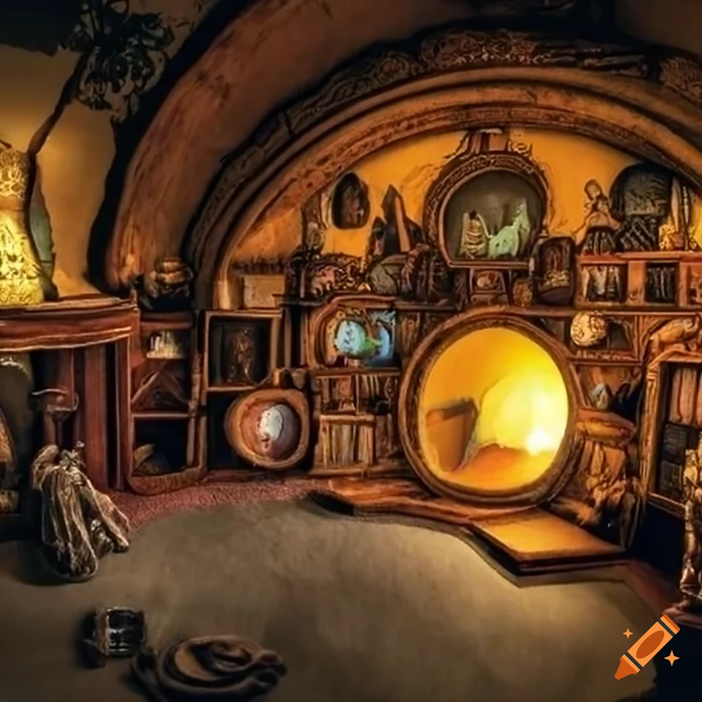 Hobbit room mixed with lord of the rings, medevil, and modern