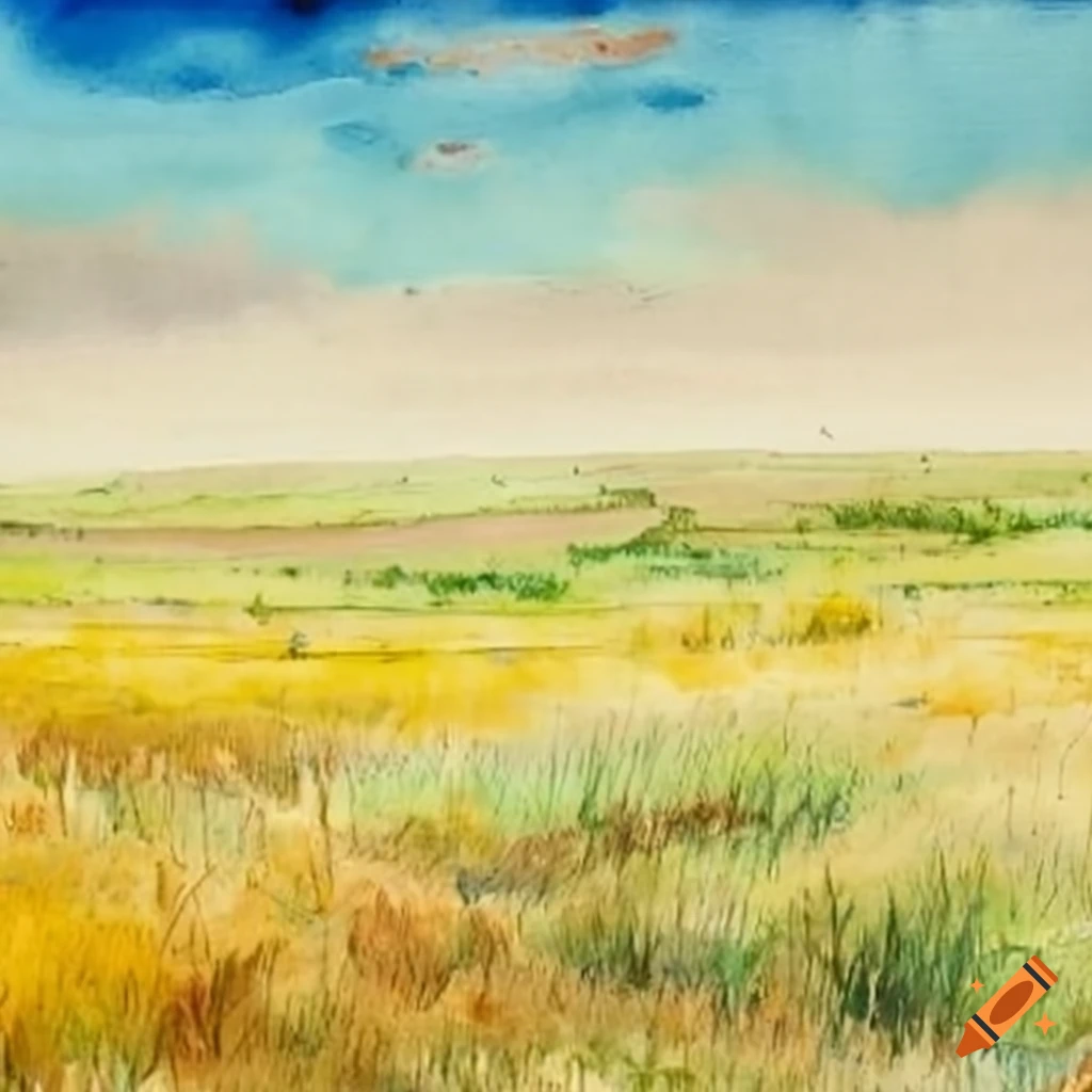 Vibrant pre-columbian rolling prairie grasslands