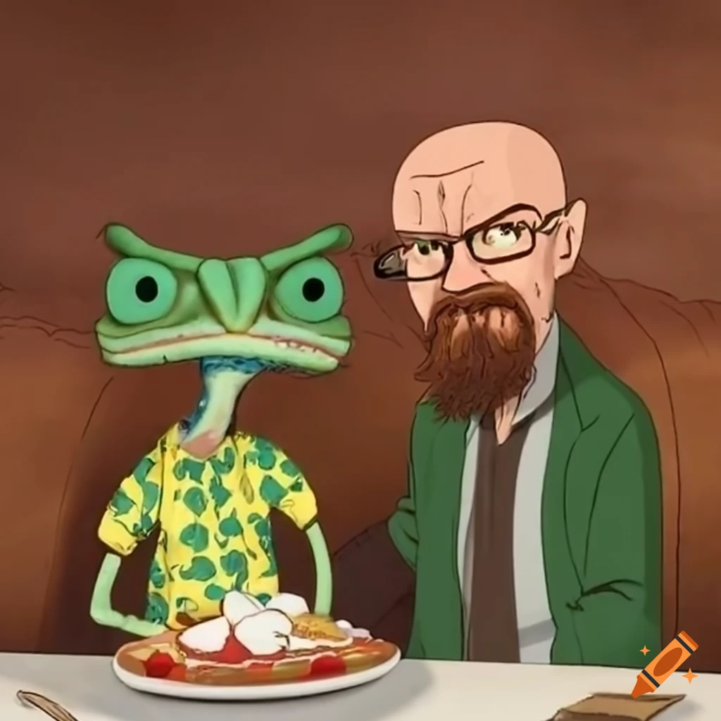 The movie character rango standing next to Walter white from breaking ...