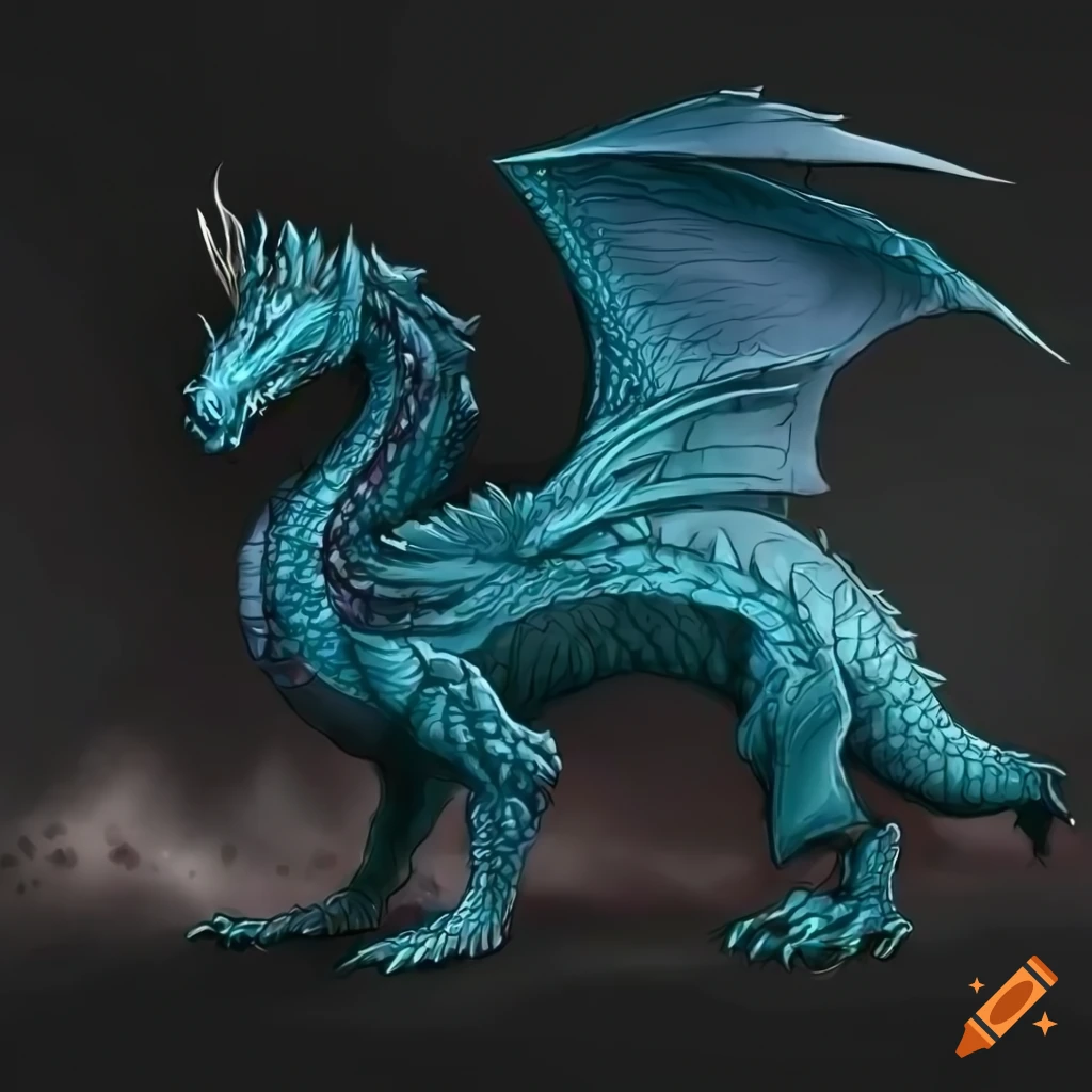 Dragon full length body concept designs with a side view, detailed ...