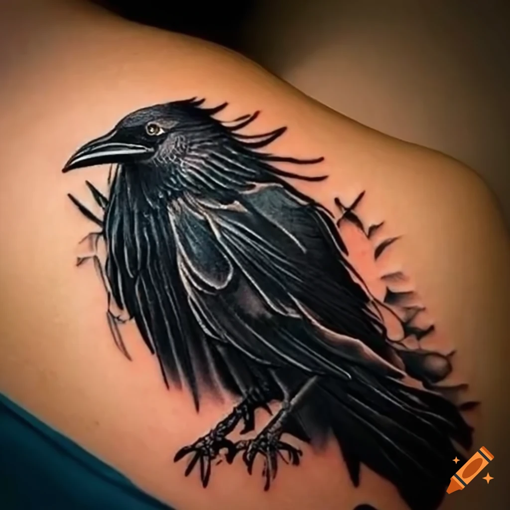 Plantilla para tatuaje de cuervo on Craiyon