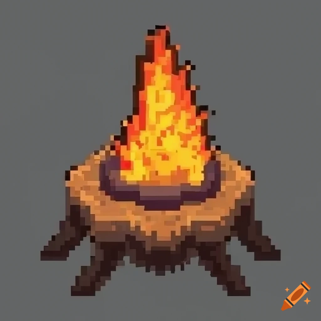 Pixel art isometric campfire in the style of diablo 2 on Craiyon