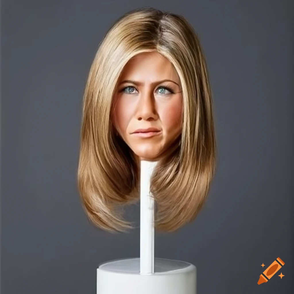 A lifelike jennifer aniston styling head with beautiful flowing long ...