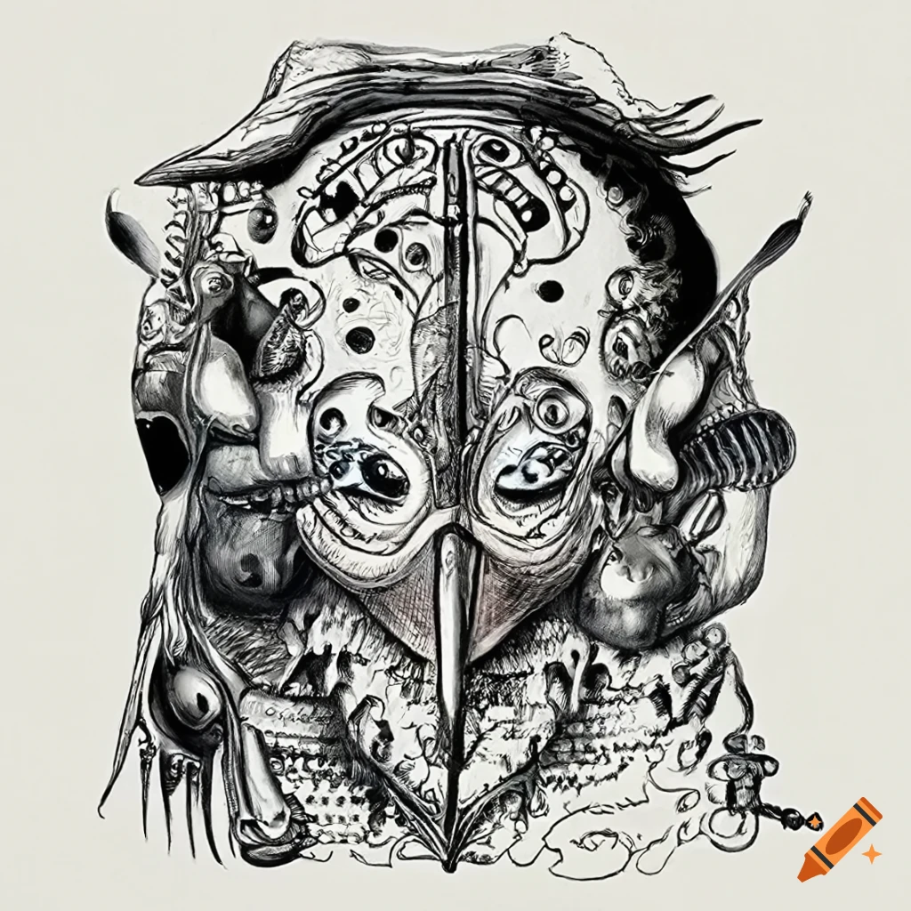 Joe fenton drawing scene decor black and white microcosme many ...