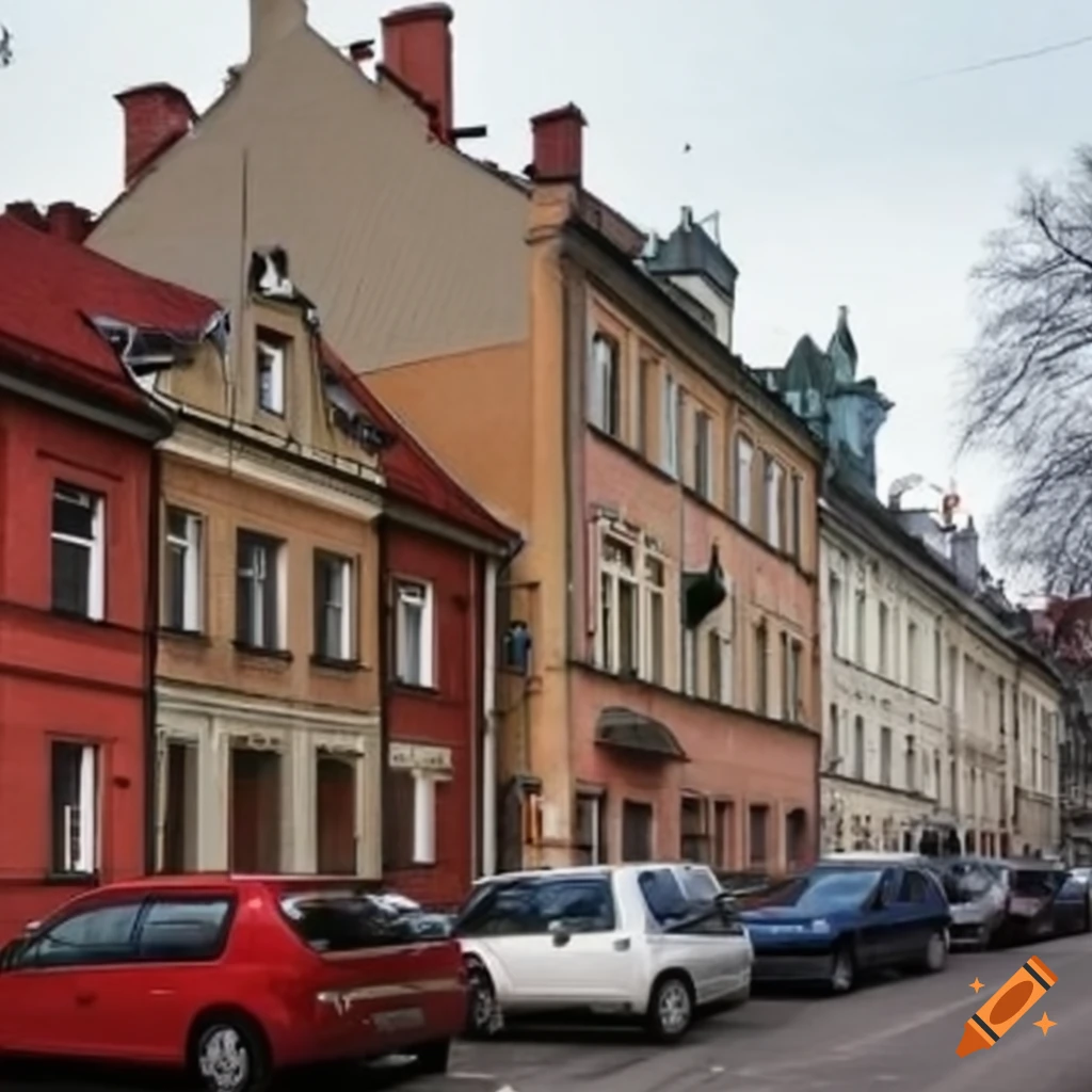 Stereotypical polish neighbourhood on Craiyon