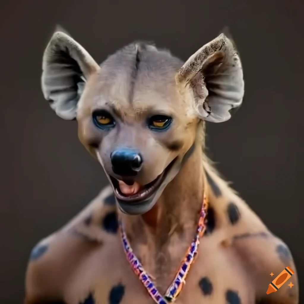 Humanoid hyena with tribal dress, 4k on Craiyon