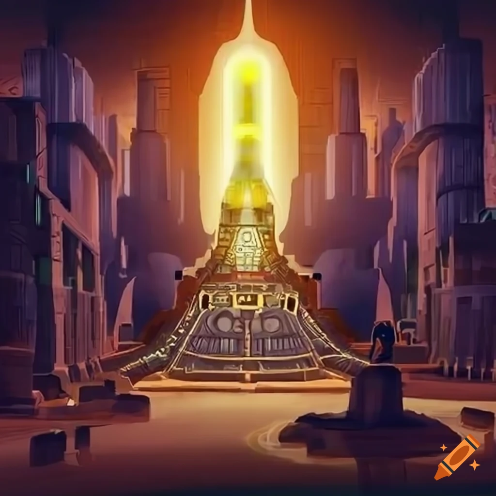 Concept of a great underground futuristic city, aztec style