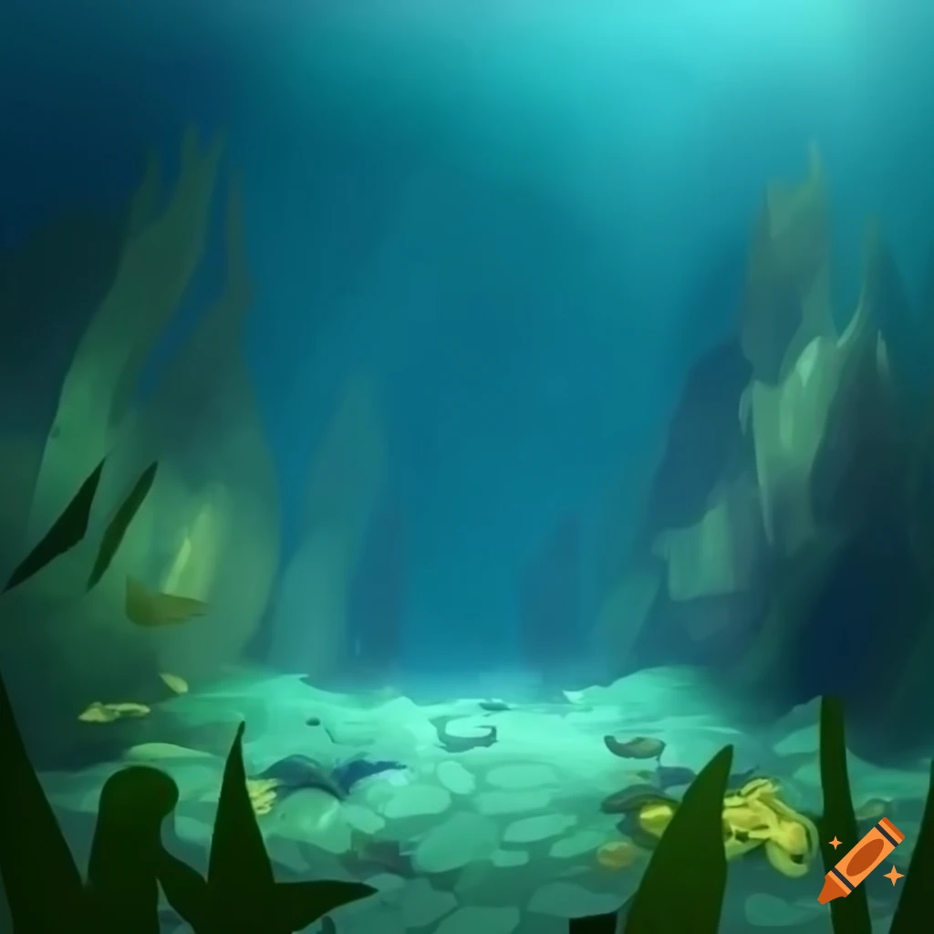 Underwater empty pond art for videogame