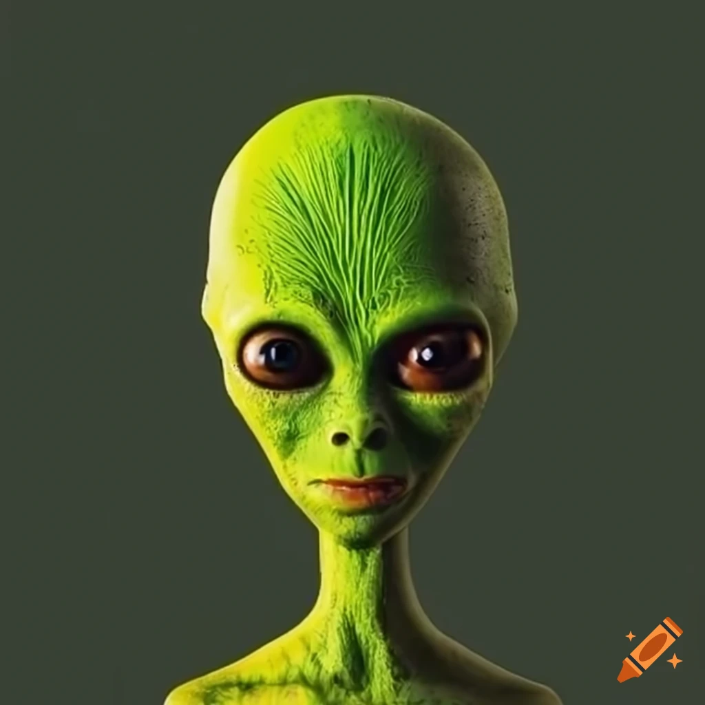 Green alien eating dill on Craiyon