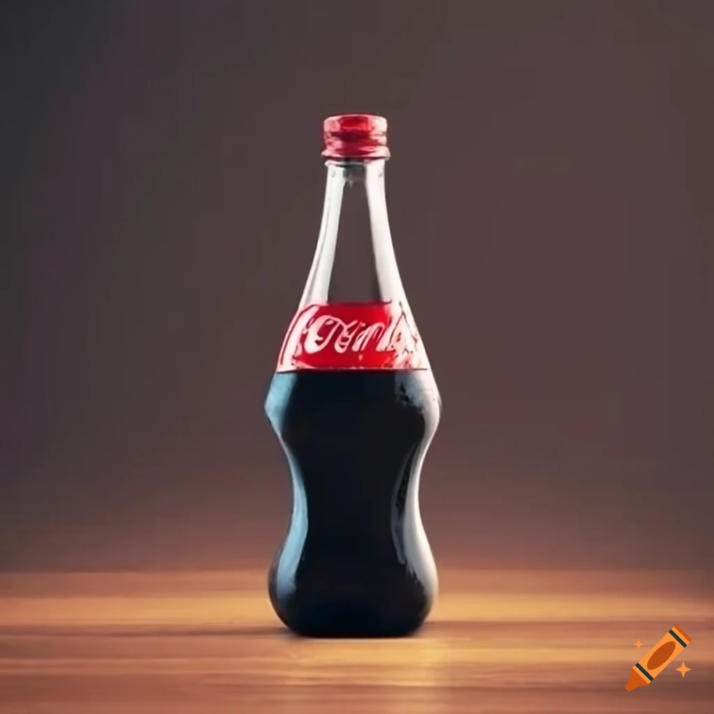 A classic Coca-Cola bottle on a wooden table on Craiyon