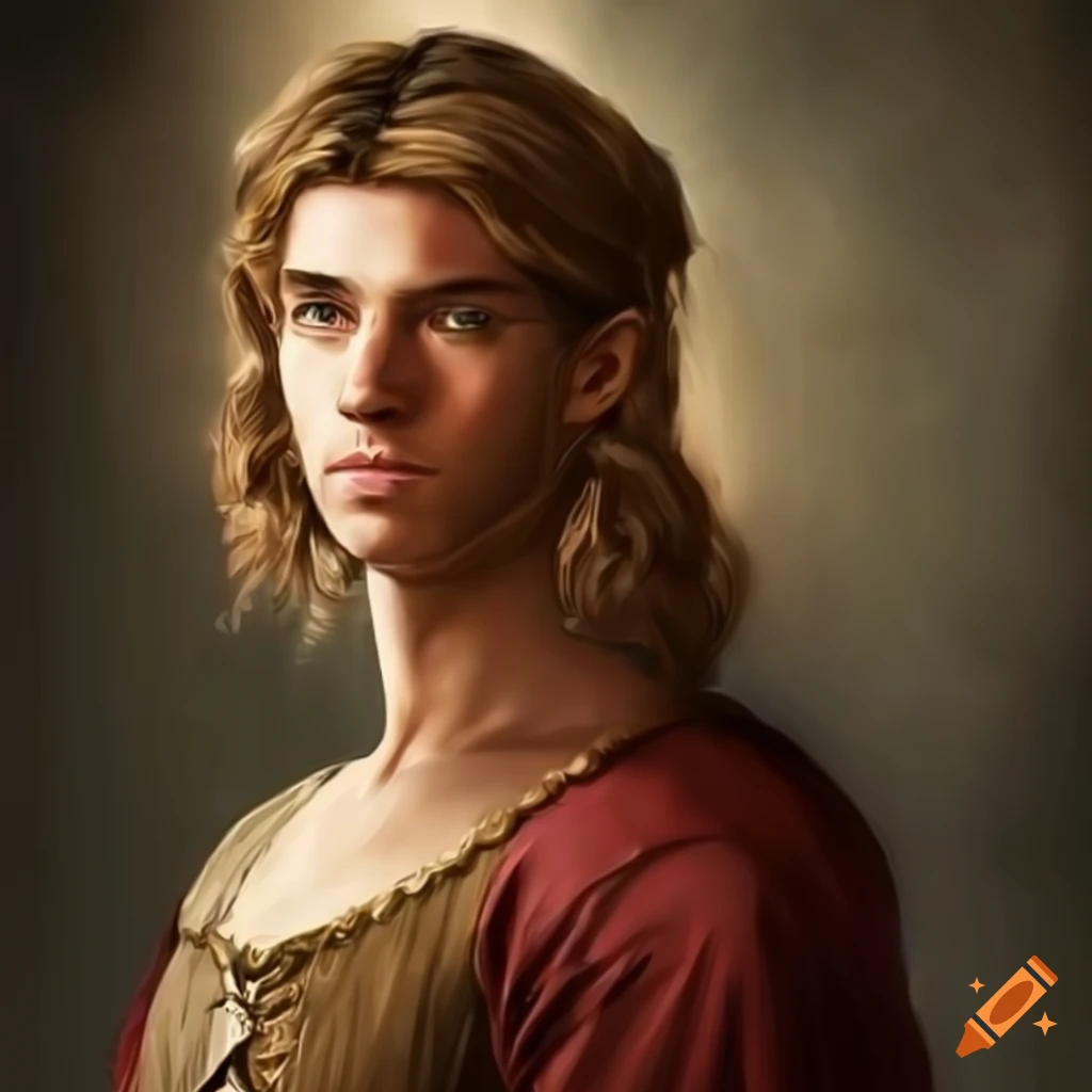 Handsome medieval prince with brown hair on Craiyon