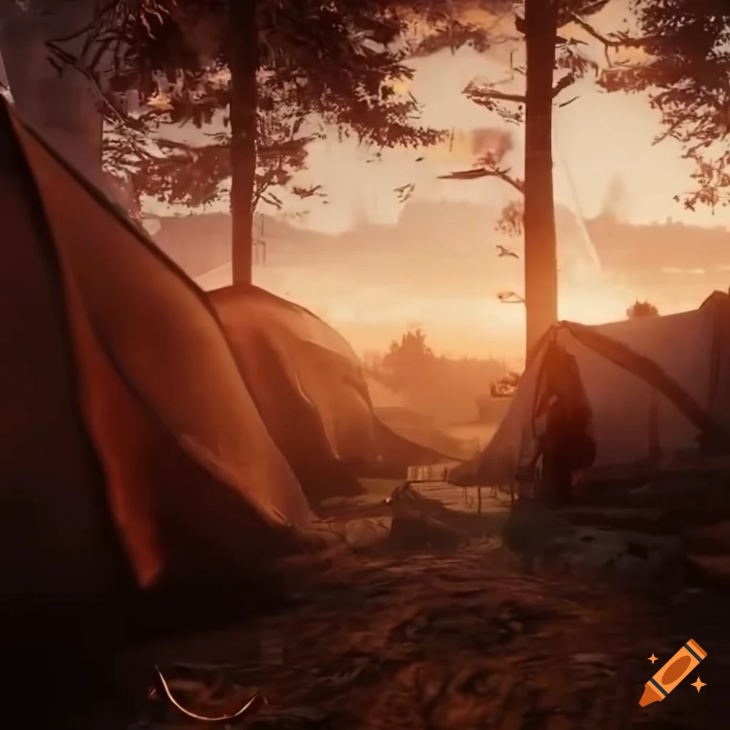 Fallout 76 camp morning on Craiyon