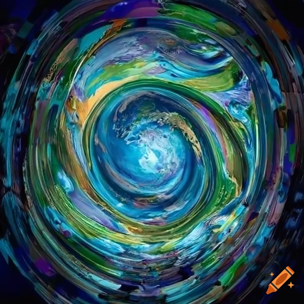 An artistic depiction of earth rotating in flowing locks on Craiyon