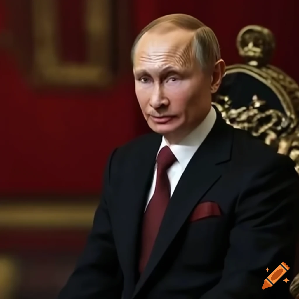 Portrait of vladimir putin on a majestic throne