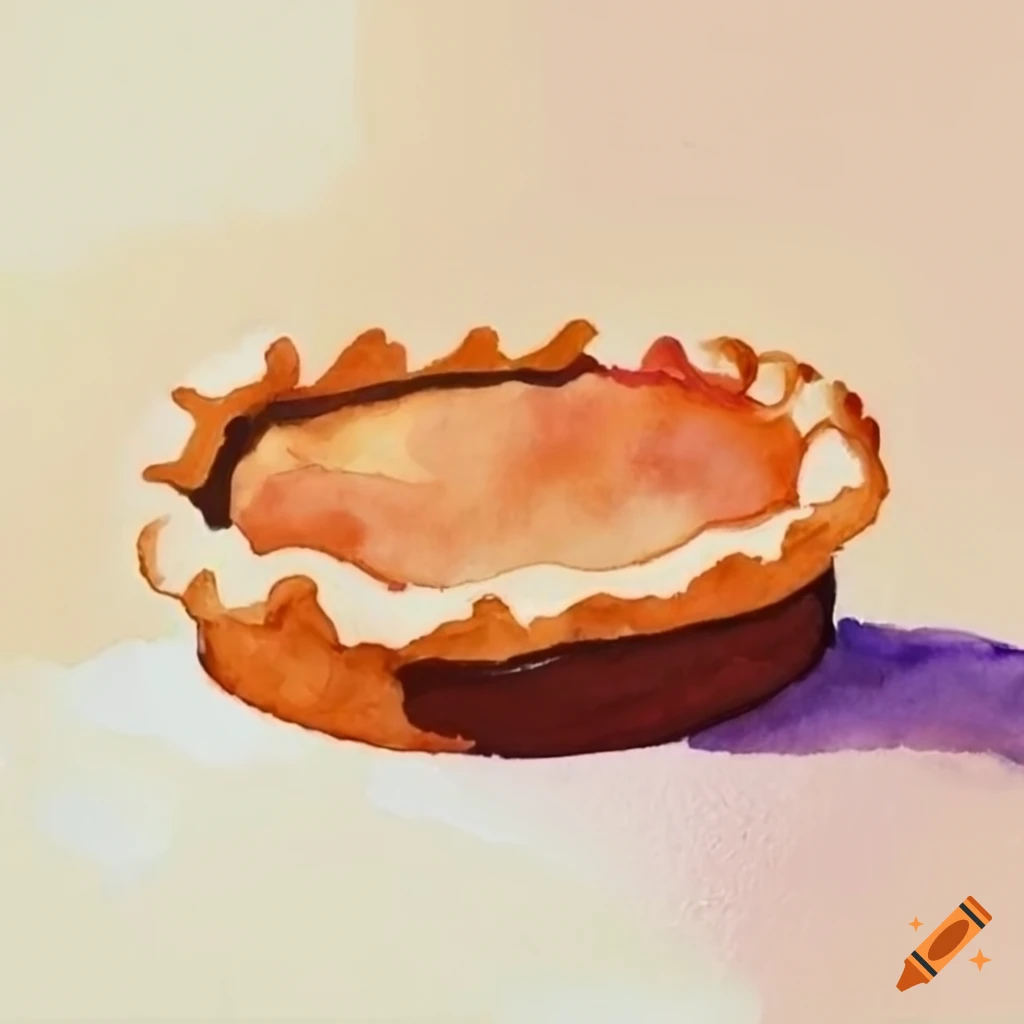 Minimalist watercolor painting of a pie warm lighting on Craiyon