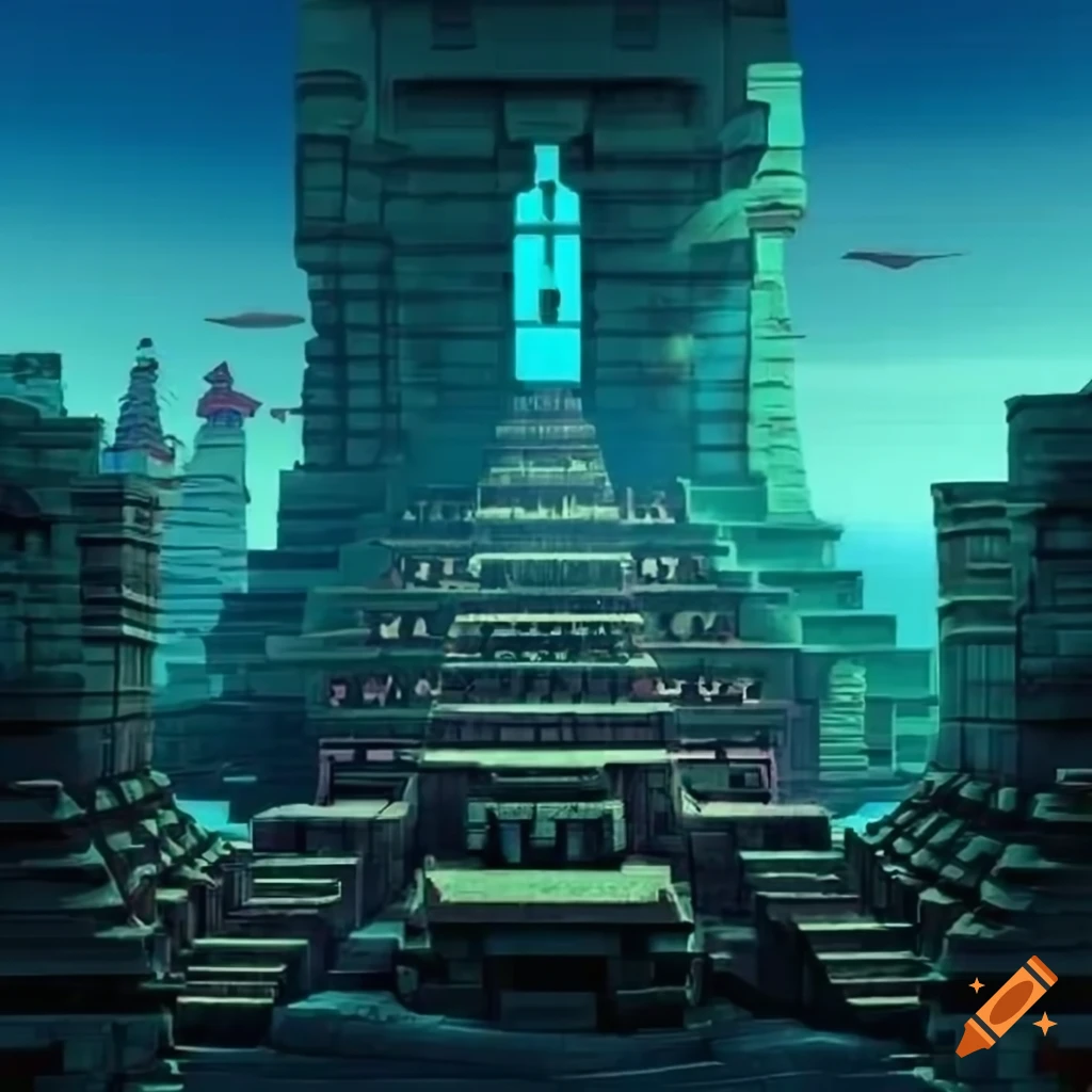 Concept of an underground futuristic city aztec style on Craiyon