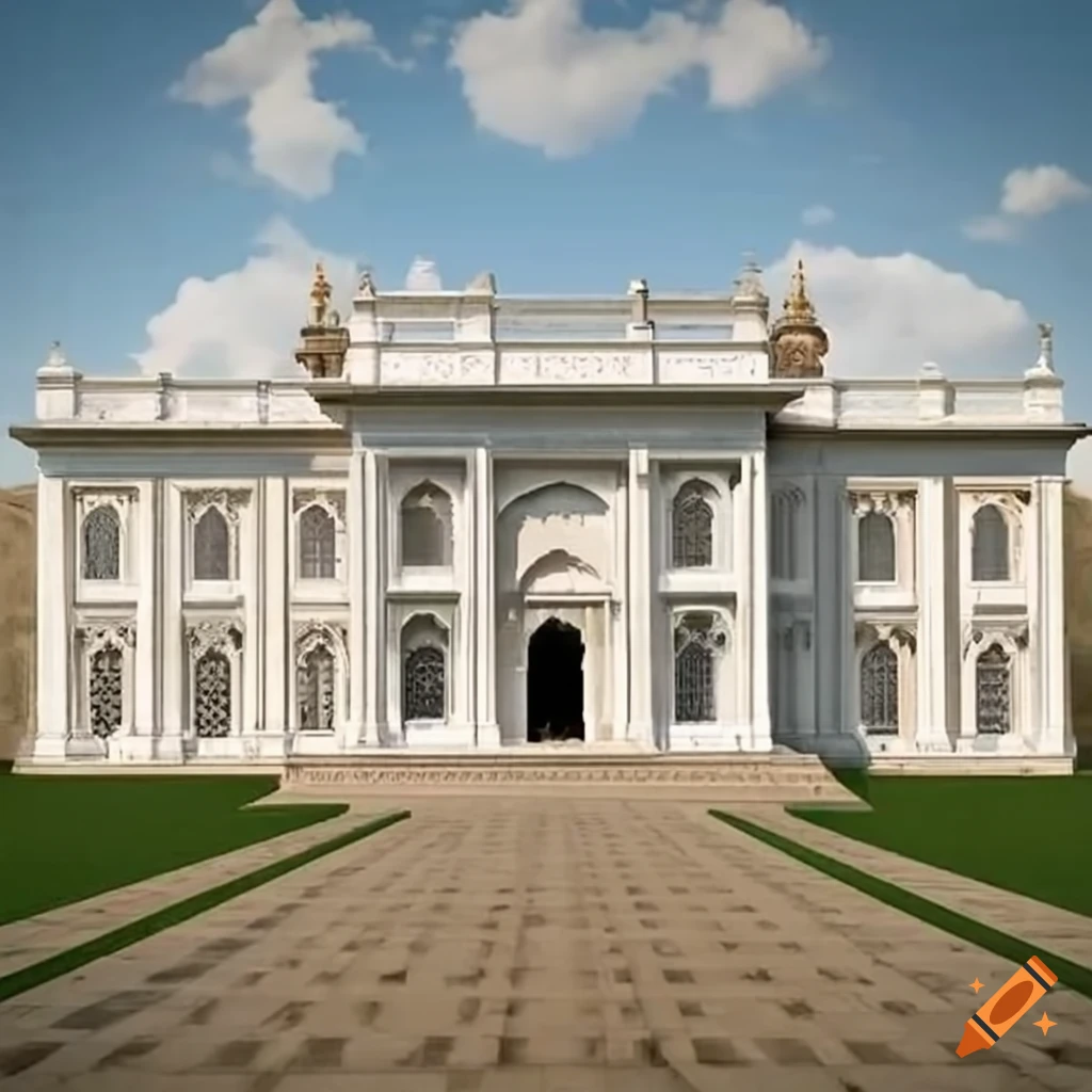 White marble mahal architectural style with whitemarsh hall front elevation