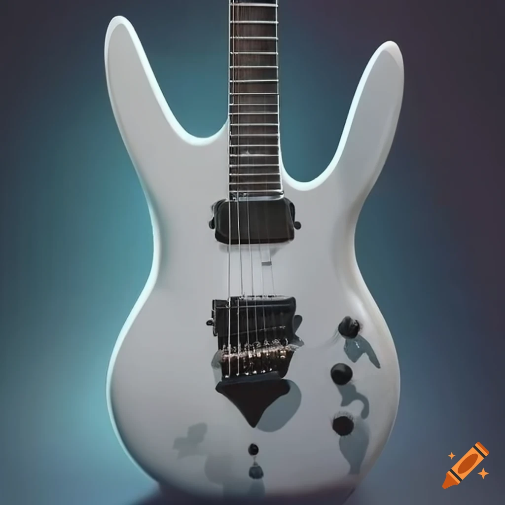 White rabbit shaped rock guitar on Craiyon