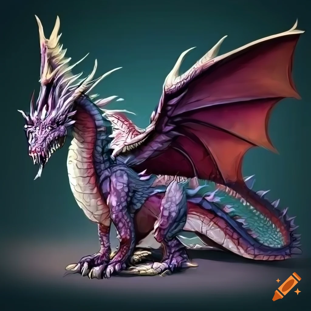 Concept designs of a dragon. full dragon body. dragon has four legs and ...