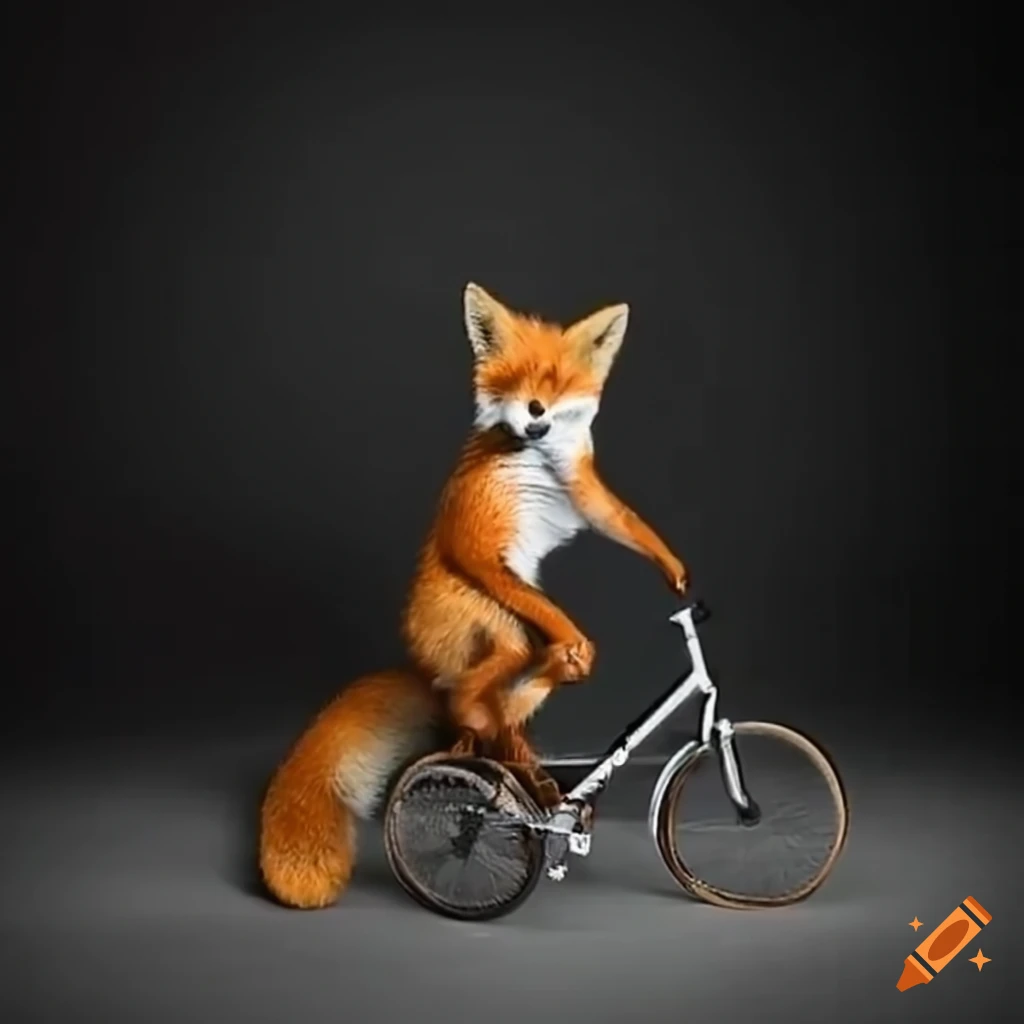 Fox riding a bicycle on Craiyon