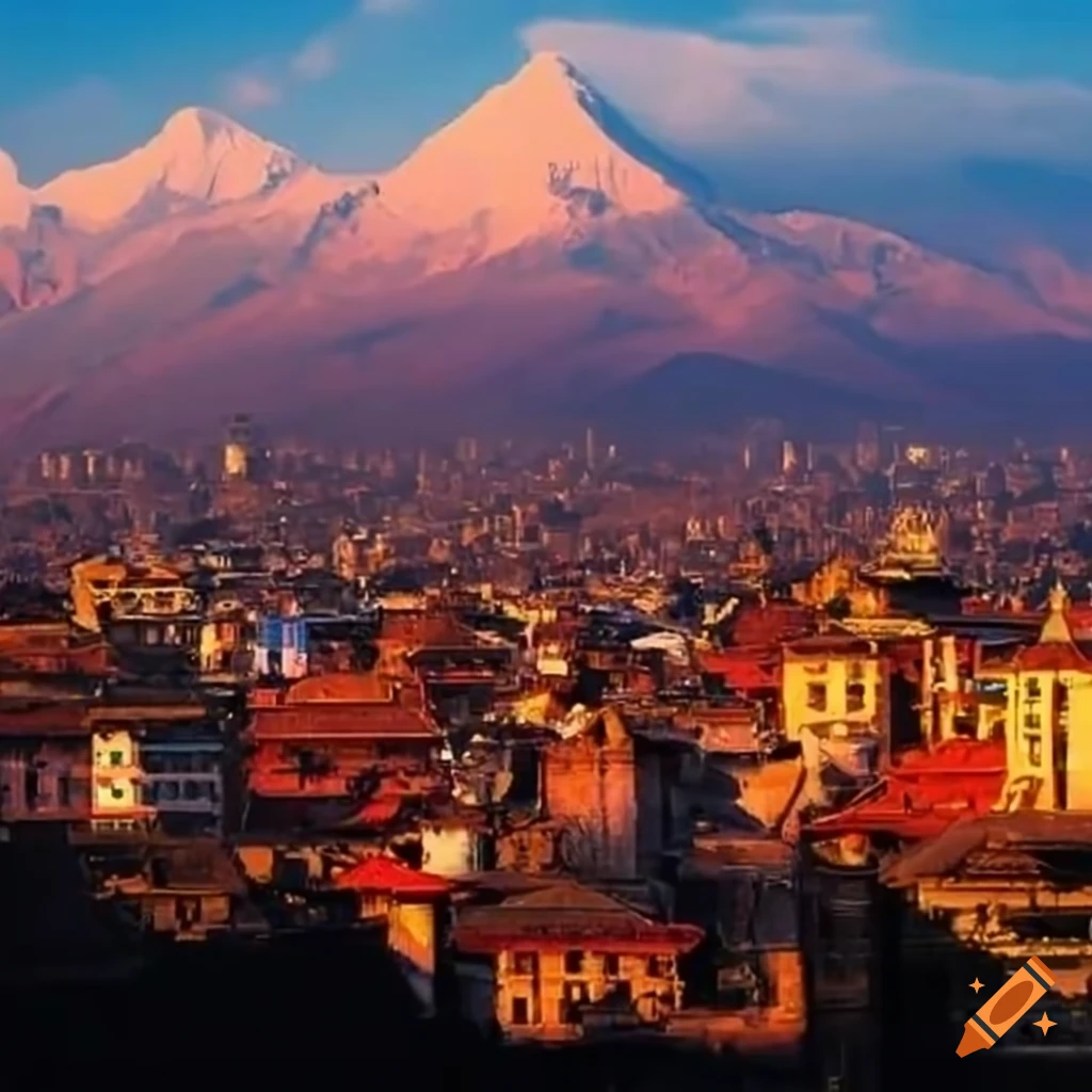 A city that looks like kathmandu durbar square and surrounded by the ...