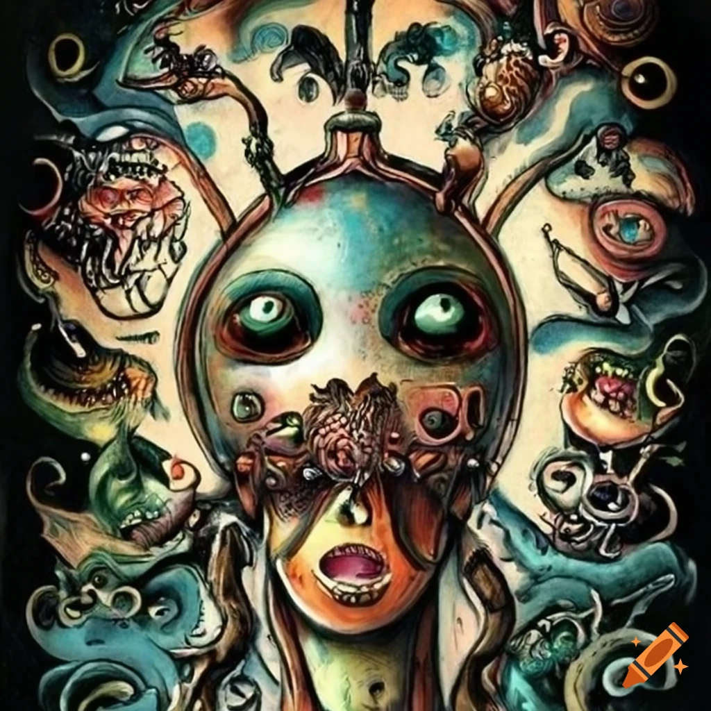 Joe fenton drawing scene decor microcosme many creatures surrealist ...