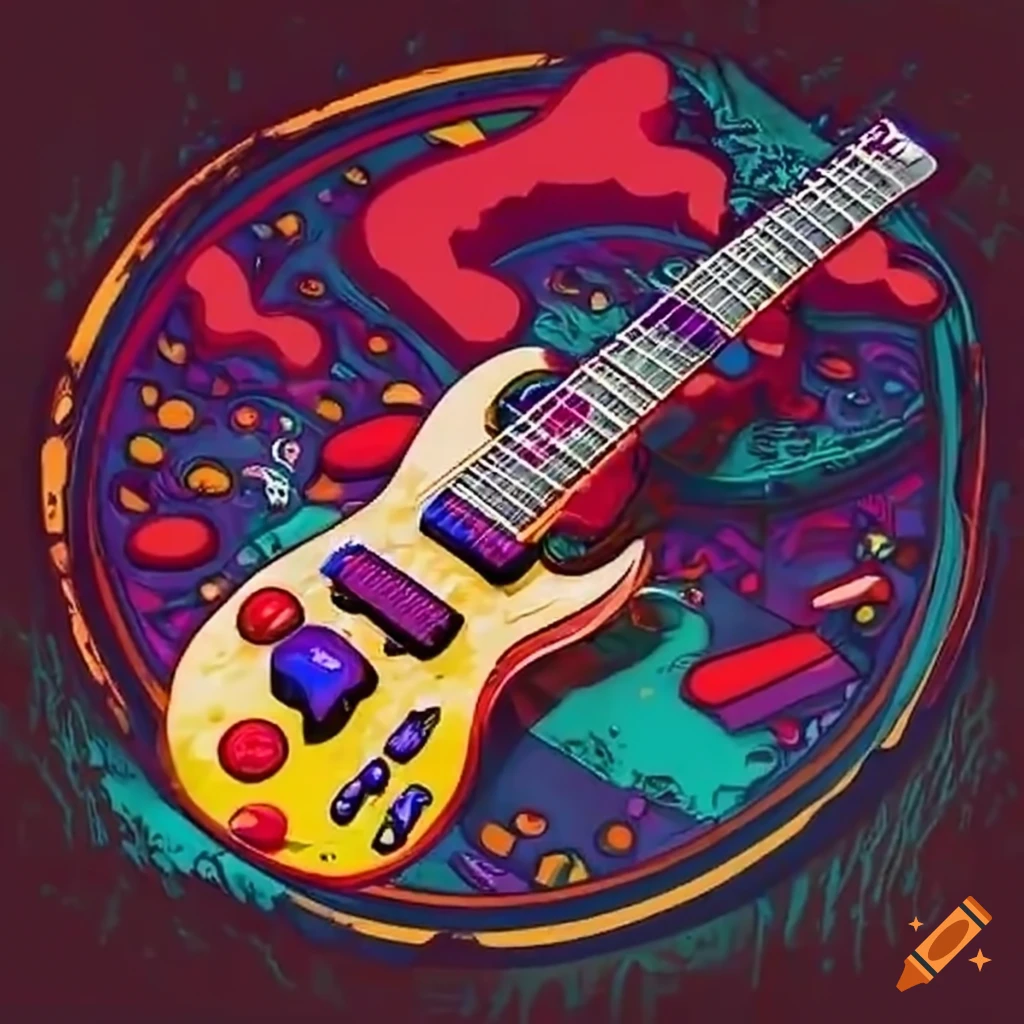 Rock and roll video game guitar in road rash style