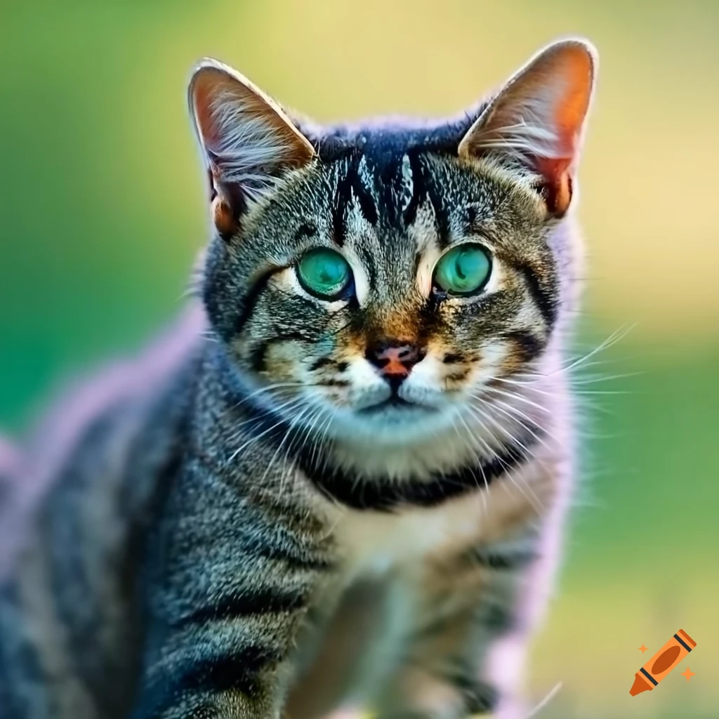 Cute female little tabby cat, one white cheek on Craiyon