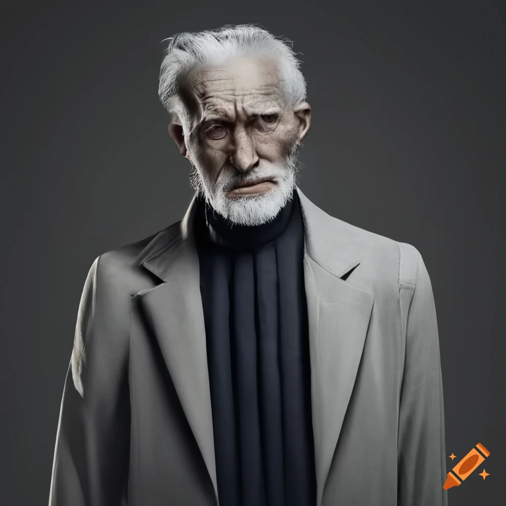 Photorealistic old gentleman, grey full hair, open shirt on Craiyon