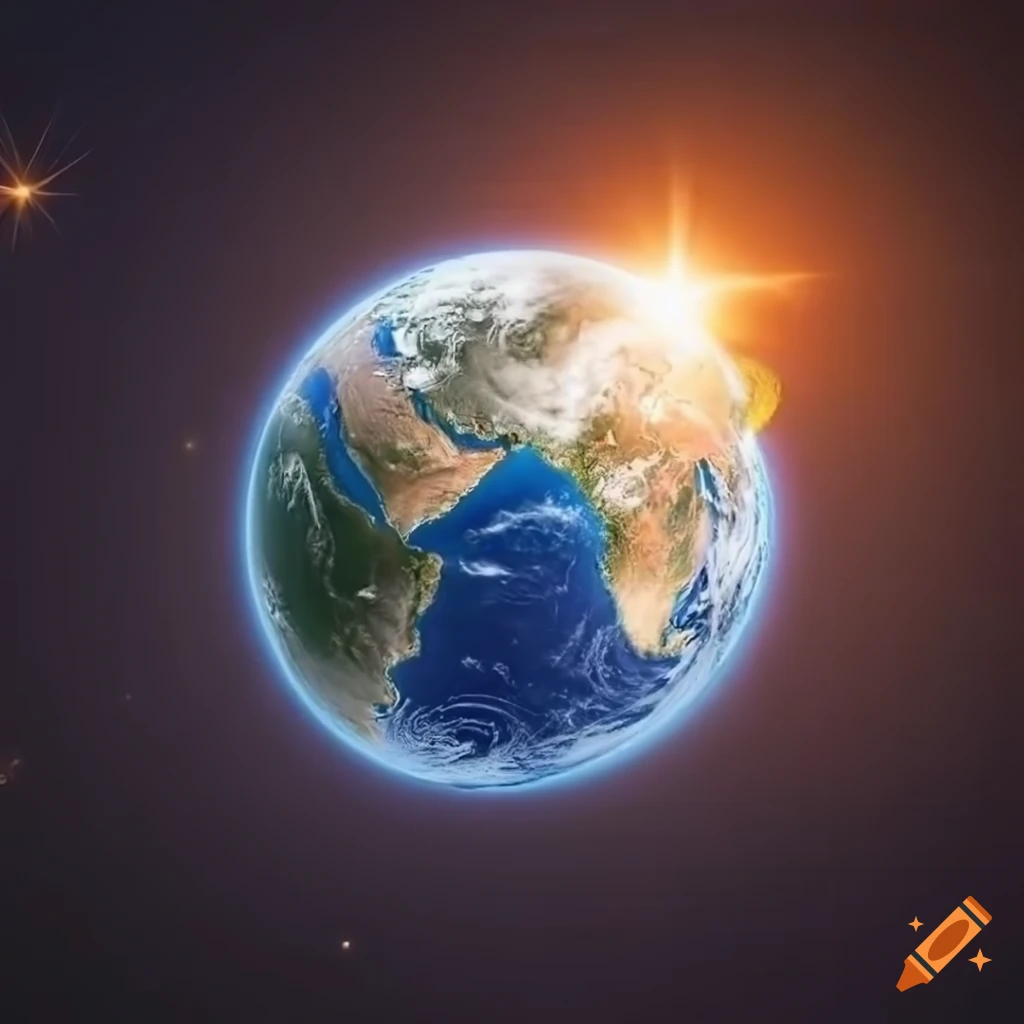 Image of earth from space with sun photorealistic no backround on Craiyon
