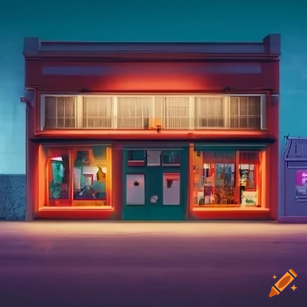 An ultra-realistic business storefront using inspiration from the of ...