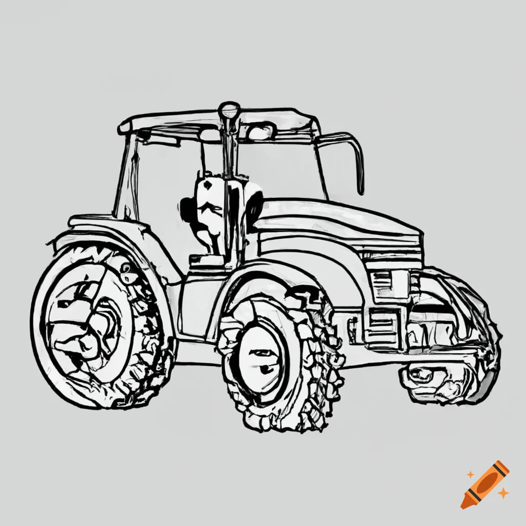 Minimalist outline of a massey ferguson tractor