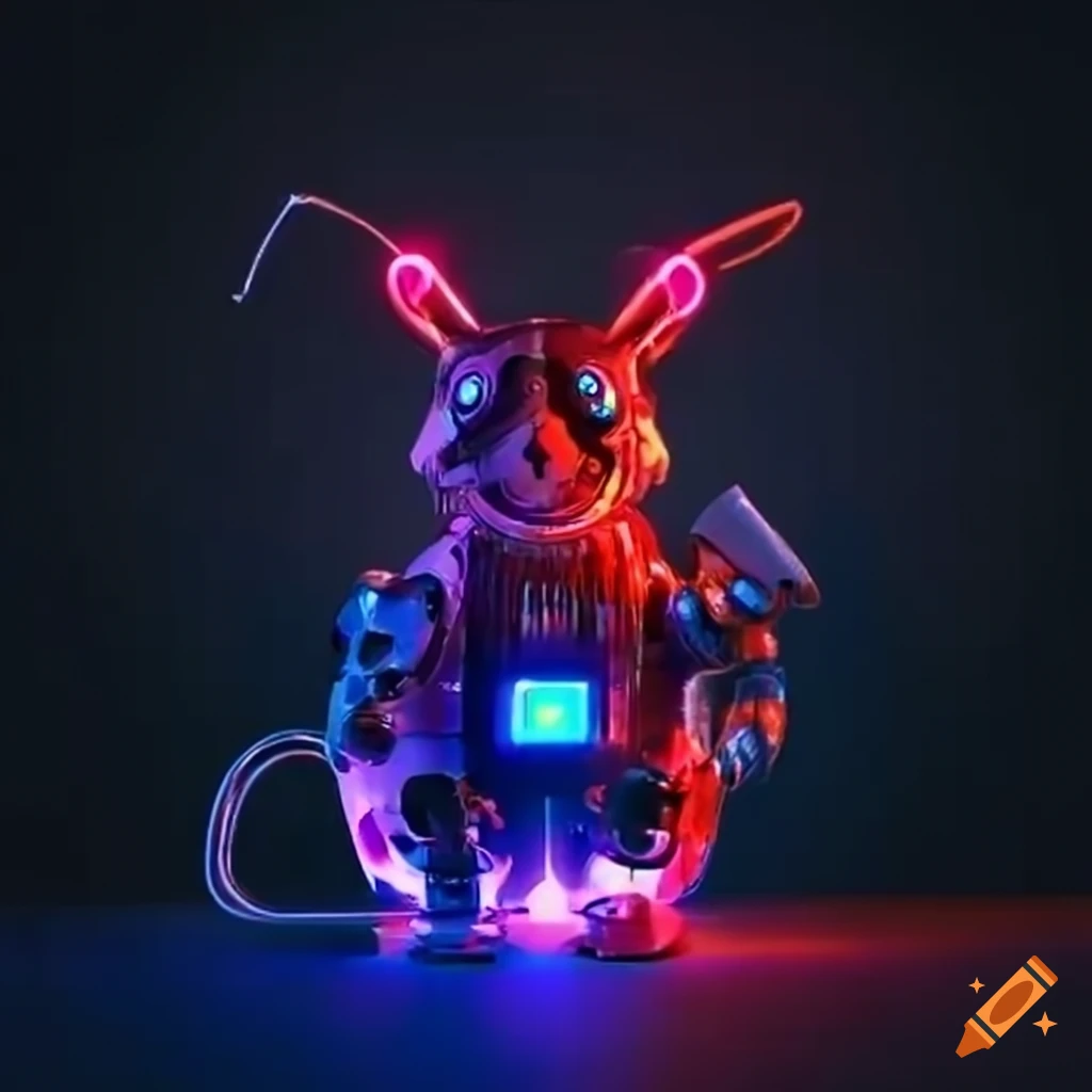 Mechanic robotic rat with neon lights