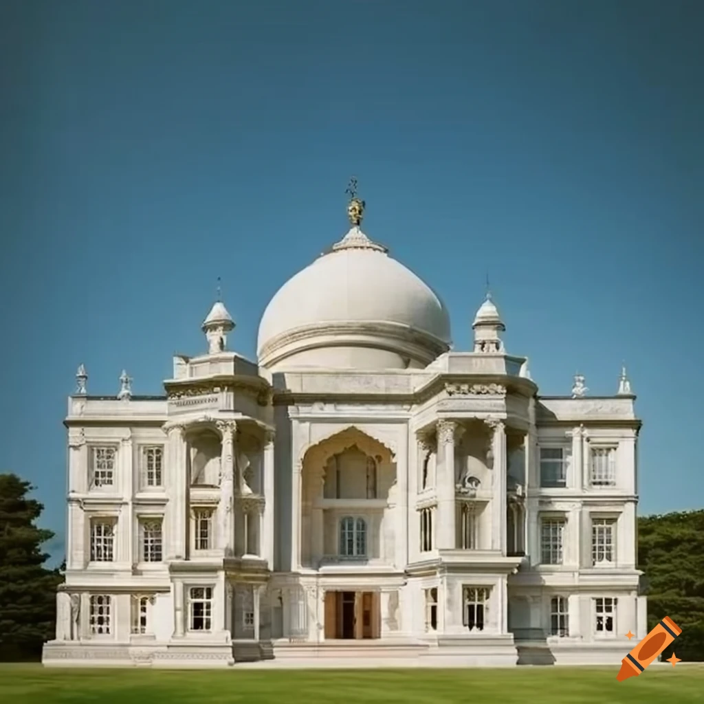 White marble mahal architectural style with whitemarsh hall front ...