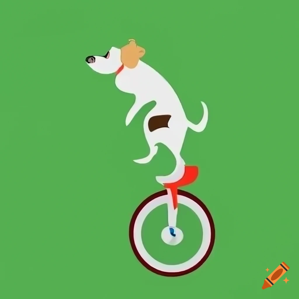 Dog on a Unicycle from eye level view design it in a simple logo that ...