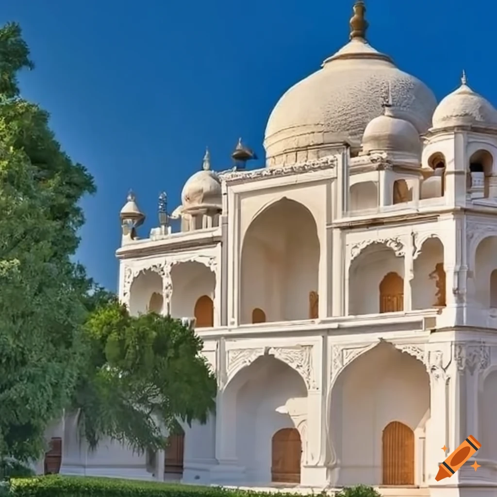 Mahal white house mediterranean architectural style full frontal elevation