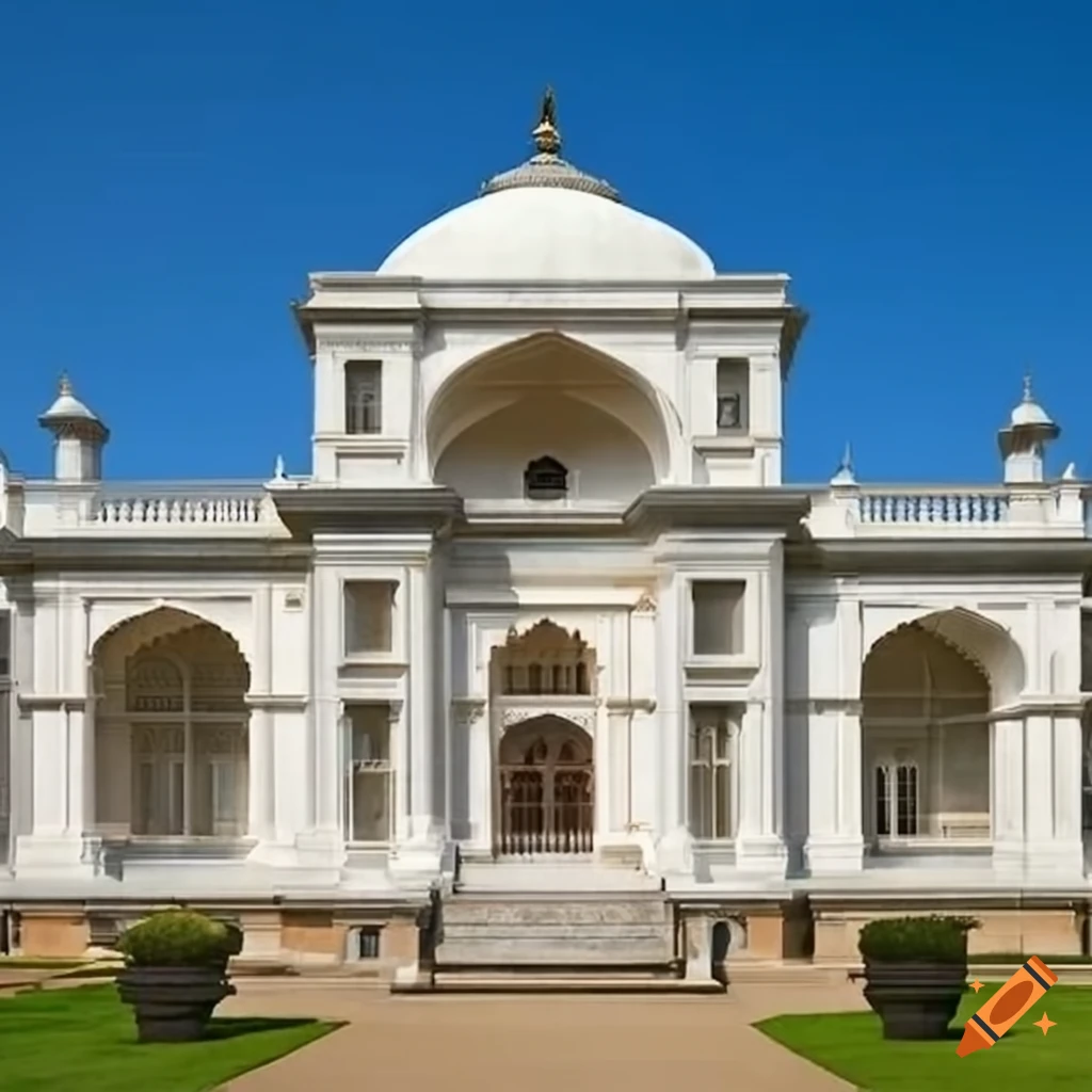 White marble mahal architectural style with whitemarsh hall front ...