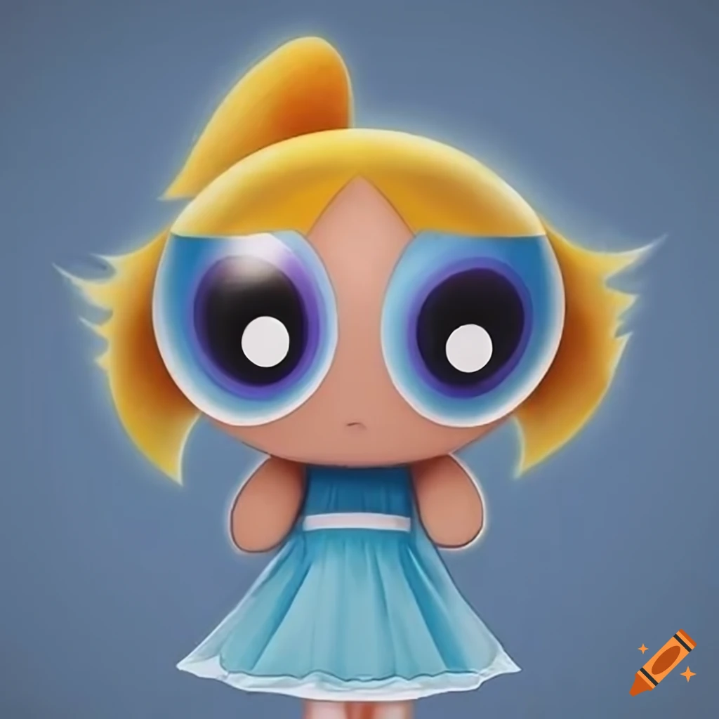 Powerpuff girl with blue dress and blonde hair on Craiyon