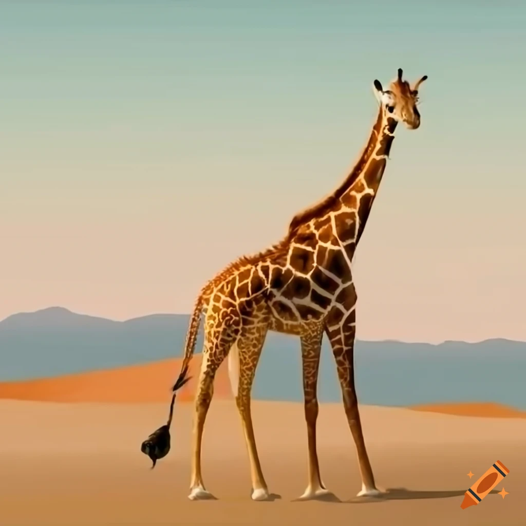 Giraffe in the desert on Craiyon