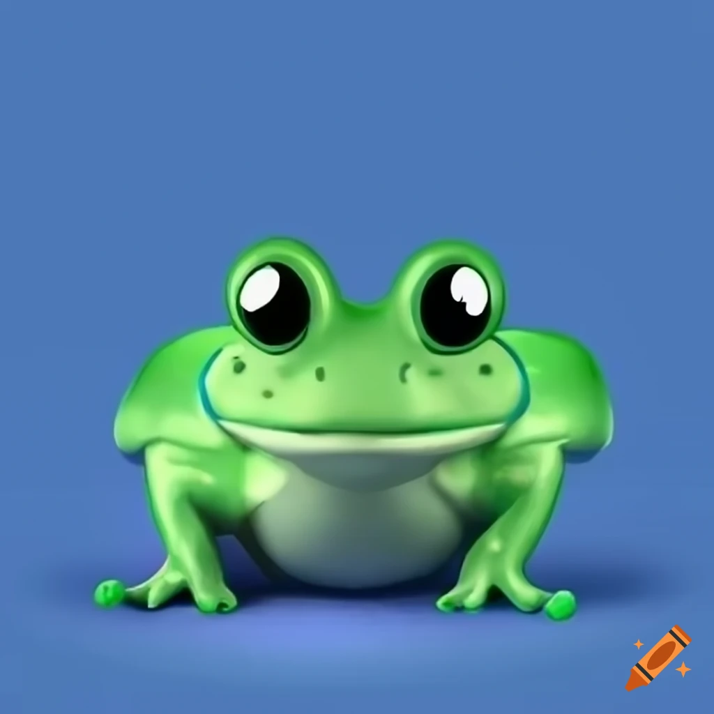Generate a cute blue female chibi frog with a joyful smile on Craiyon