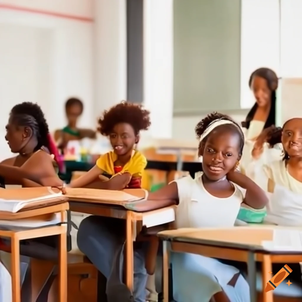A group of black girls in a classroom on Craiyon