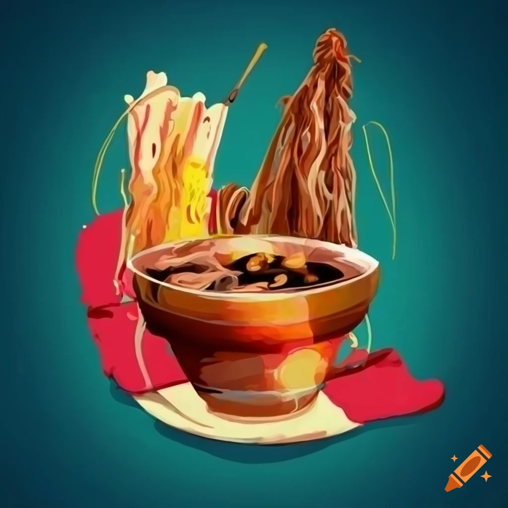 Vibrant digital illustration of filipino food