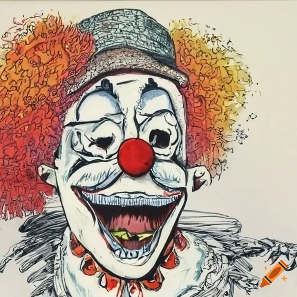 Wacky drunk clown illustrated and drawn by ralph steadman (fear and ...
