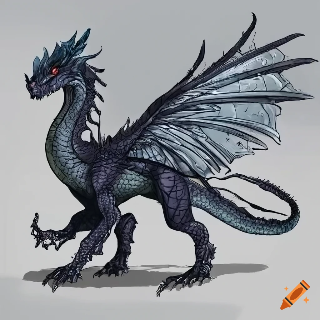 Dragon full length body, concept designs with side view, detailed ...