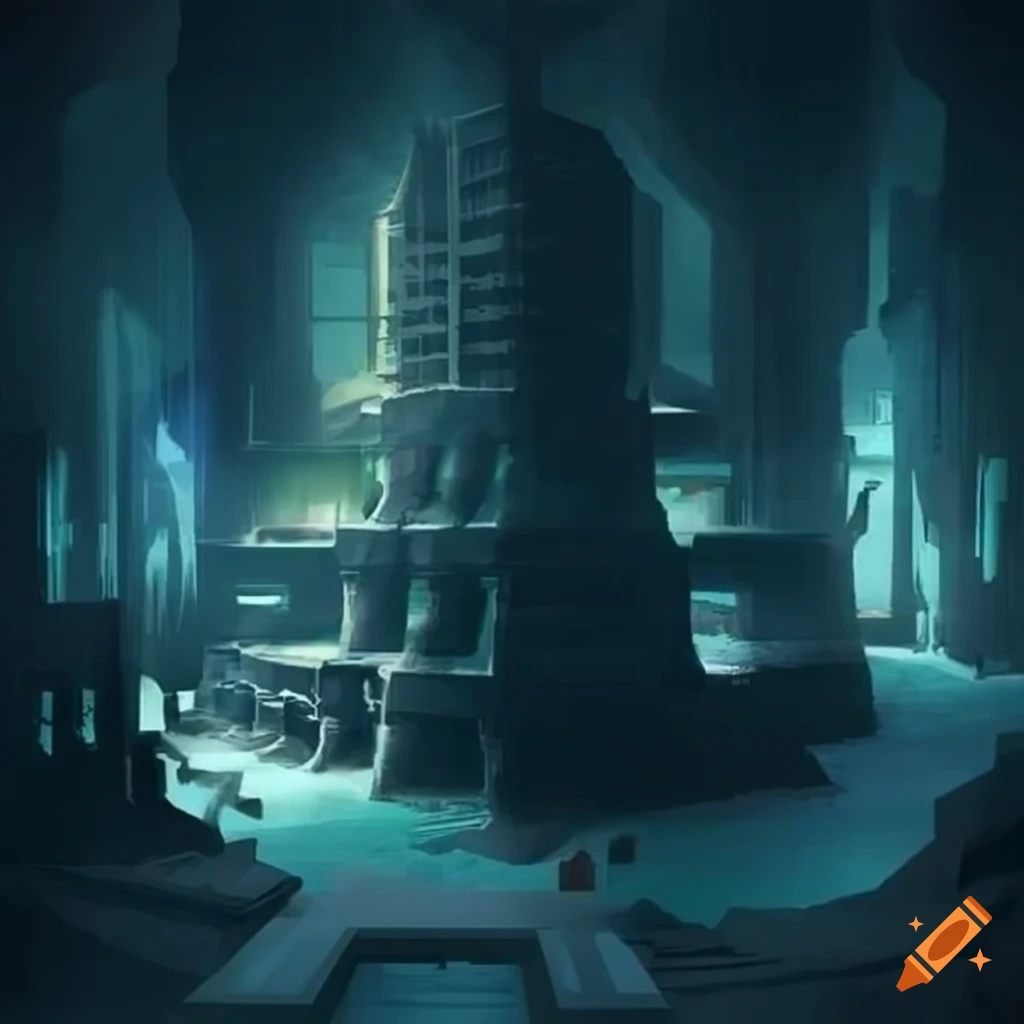 Concept of a great underground futuristic city, aztec style