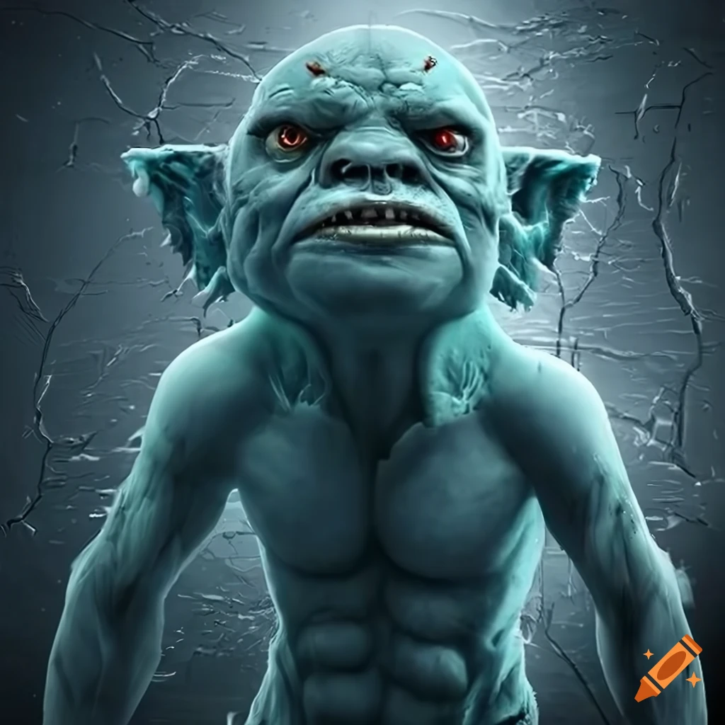 A fantasy troll influenced by Brom, cryogenically frozen, iceberg ...